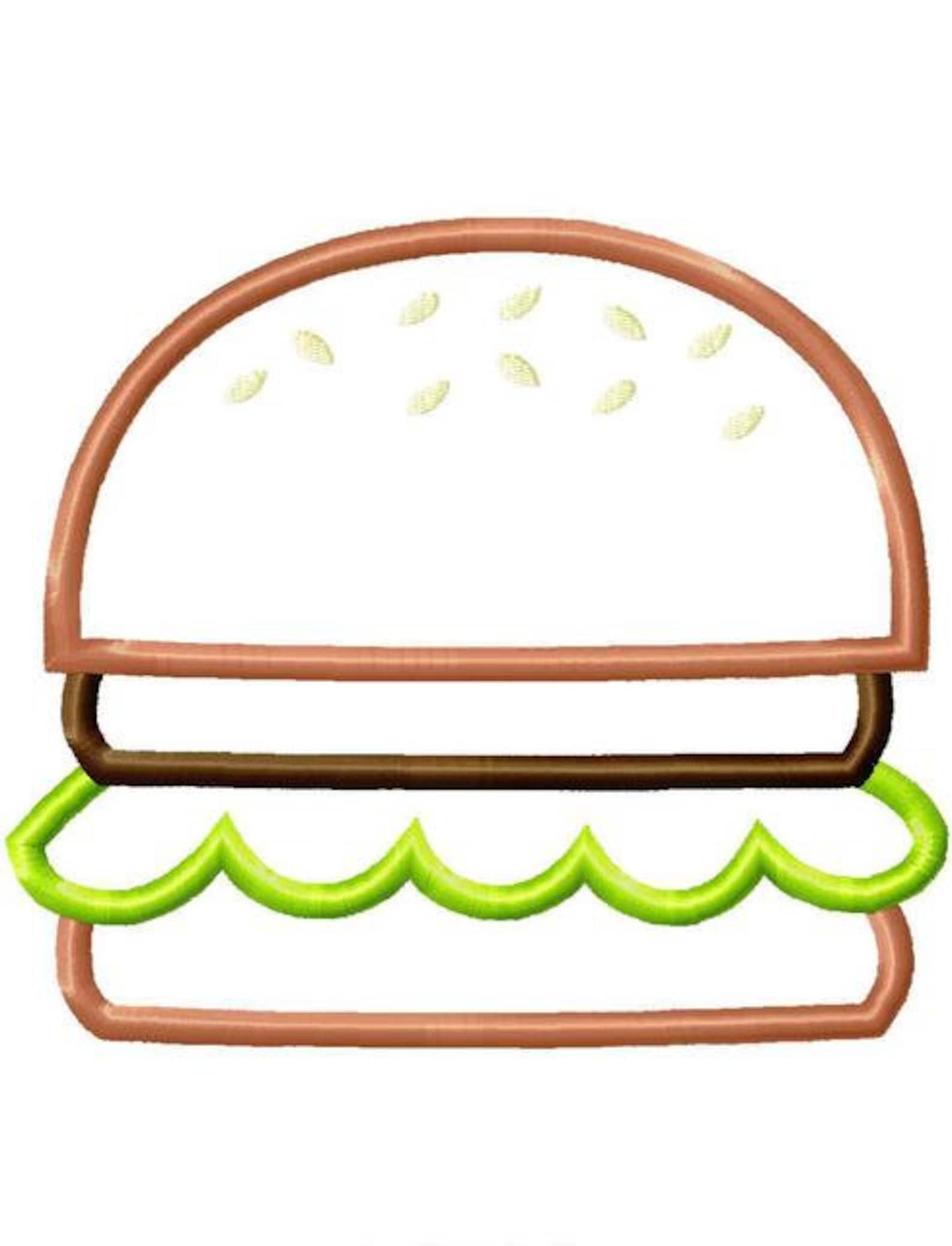 Hamburger Applique Machine Embroidery Design - Etsy