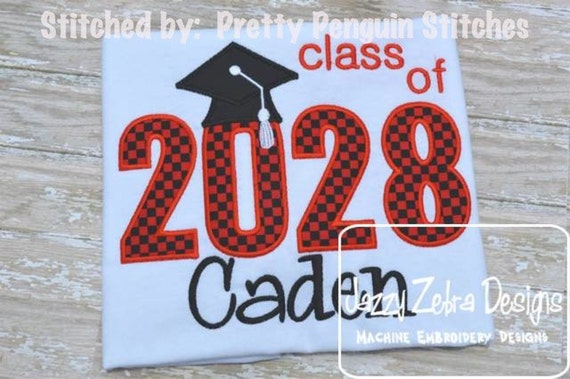 Class of 2028 graduation cap appliqué machine embroidery | Etsy