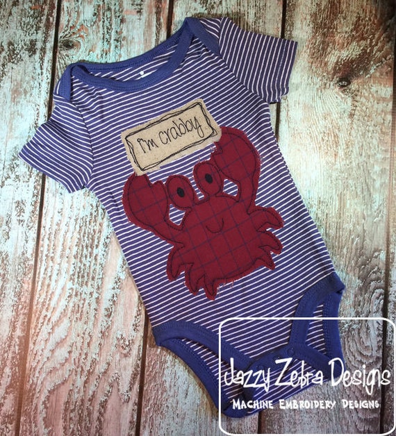 I'm Crabby Saying Crab Shabby Chic Bean Stitch Applique - Etsy