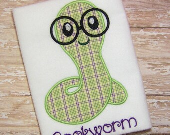 Bookworm Alphabet Letters A Thru Z Digital Machine Embroidery Applique ...