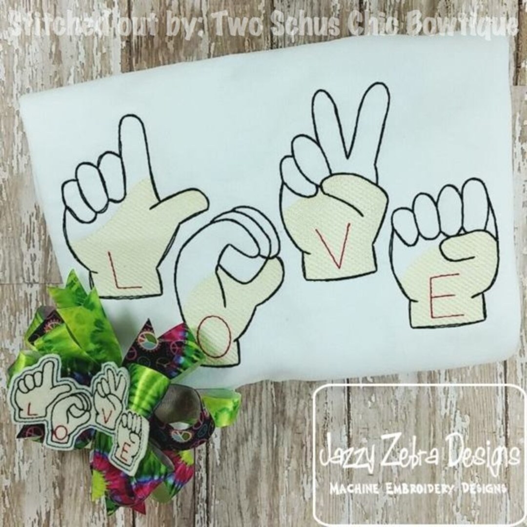 Love Sign Language Sketch Machine Embroidery Design - Etsy