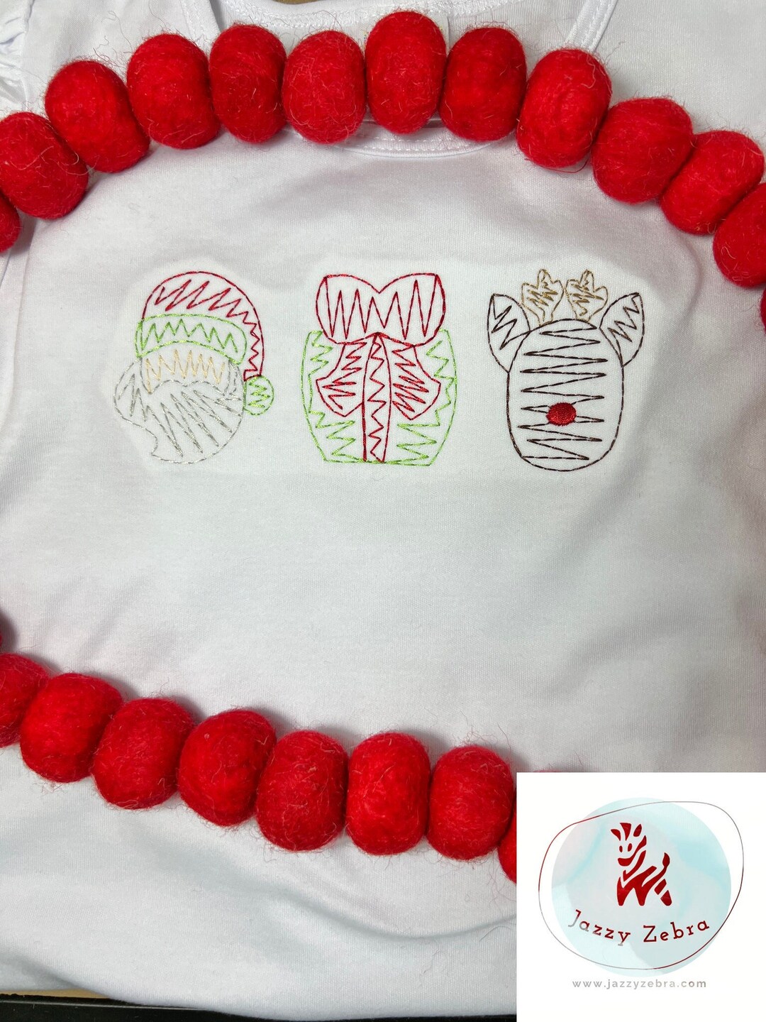 Santa, Reindeer and Gift Trio Scribble Machine Embroidery Design - Etsy