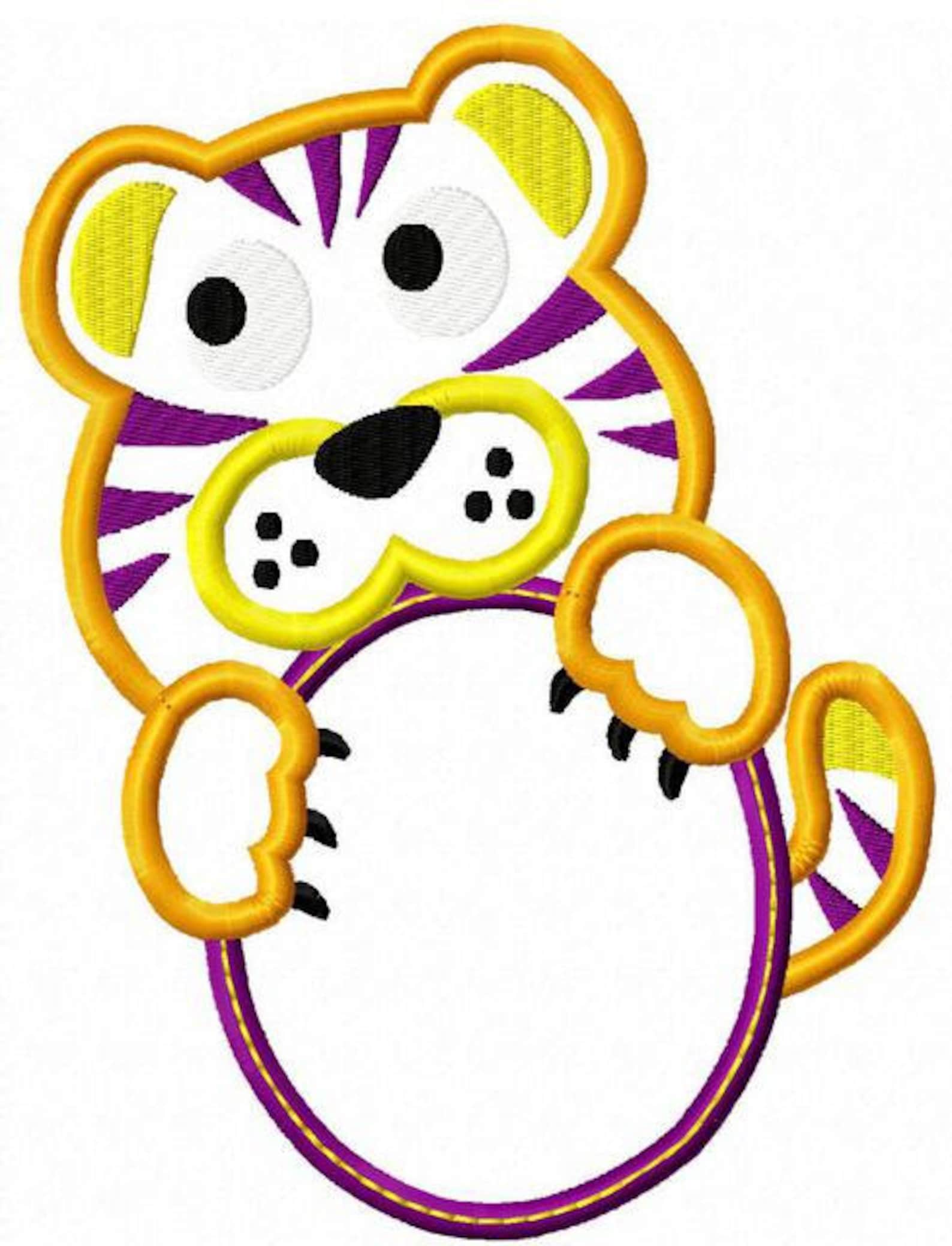 Tiger Monogram Frame Applique Machine Embroidery Design | Etsy