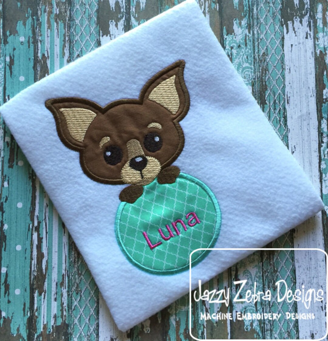Chihuahua Dog With Monogram Frame Applique Machine Embroidery - Etsy