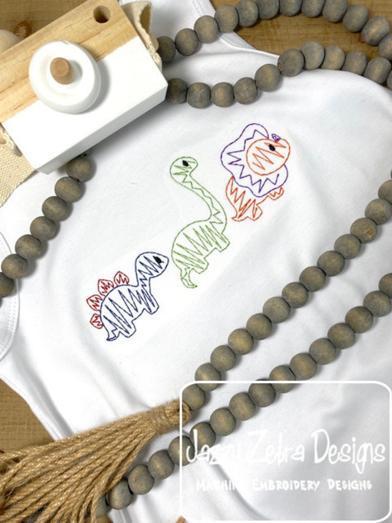 3 Dinosaur Scribble Machine Embroidery Design - Etsy