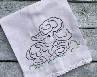 Little Baby Lamb or Sheep, Easter Lamb Sketch Stitch, Classic Vintage ...