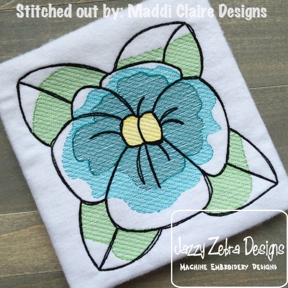 Flower Block Sketch Embroidery Design - Etsy