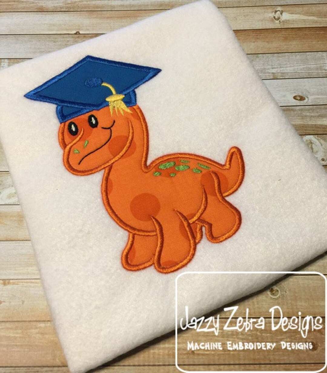 Dinosaur Wearing Graduation Cap Appliqué Machine Embroidery - Etsy
