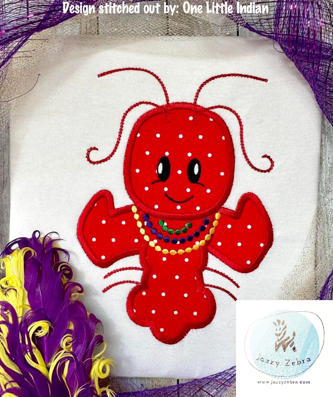 Mardi Gras Crayfish / Crawfish / Mudbug / Crawdaddy With Beads Appliqué ...