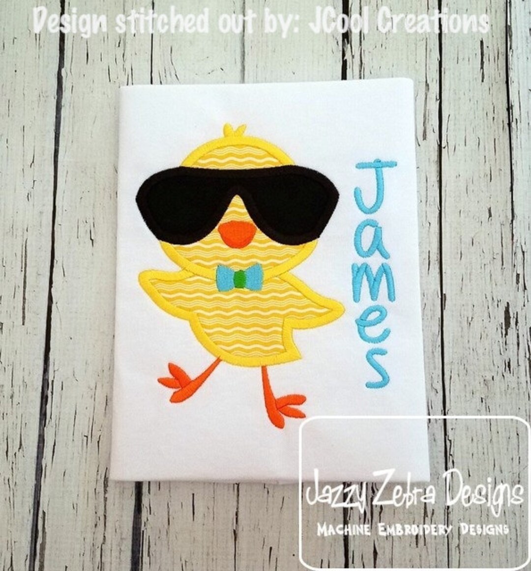 Boy Easter Chick Wearing Sunglasses Appliqué Machine Embroidery Design ...