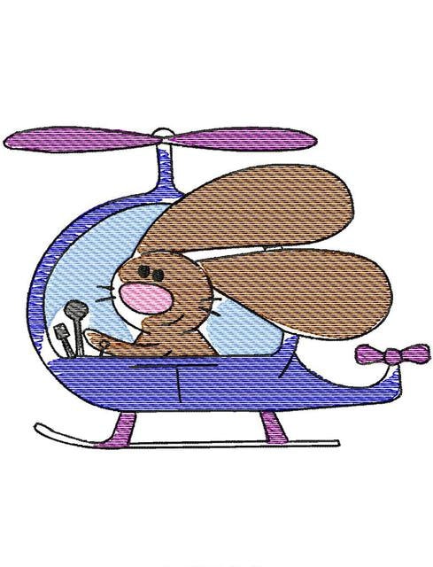 Easter Bunny Helicopter sketch machine embroidery design | Etsy