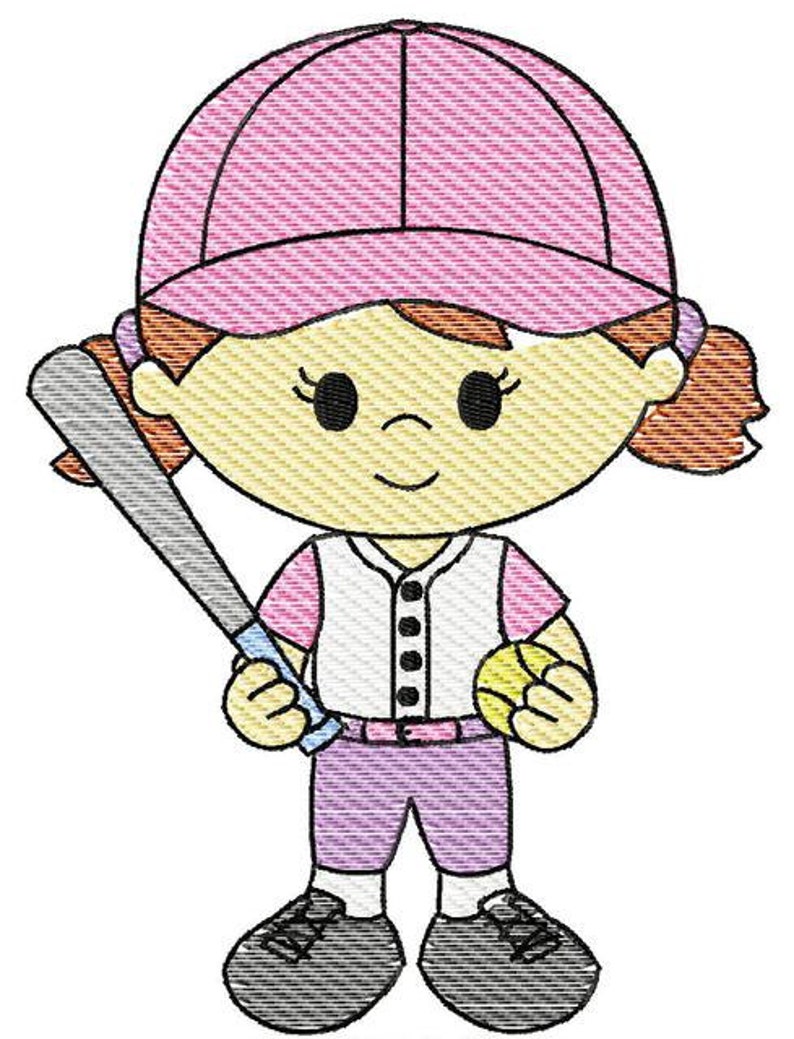 Girl Softball Sketch Machine Embroidery Design - Etsy