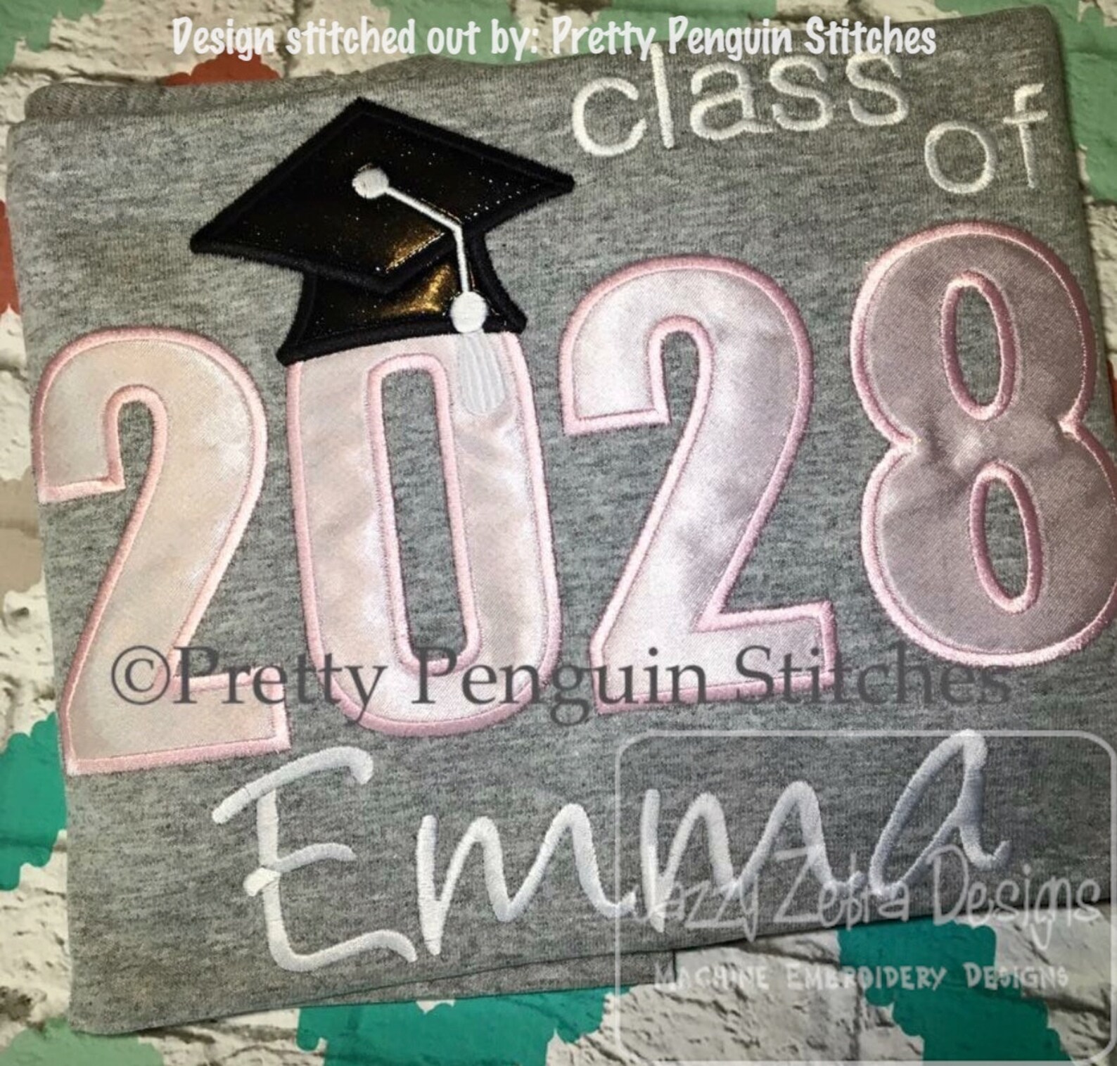 Class of 2028 graduation cap appliqué machine embroidery | Etsy