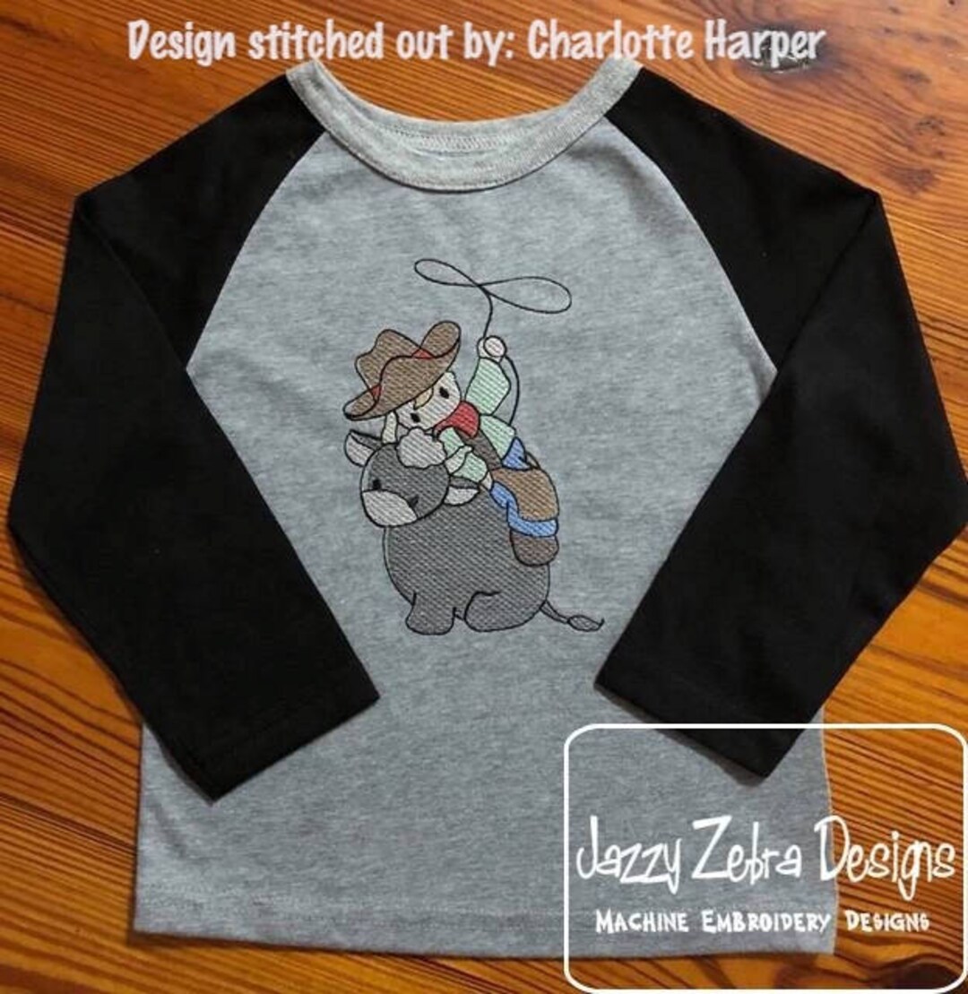 Cowboy Bull Rider Sketch Machine Embroidery Design - Etsy