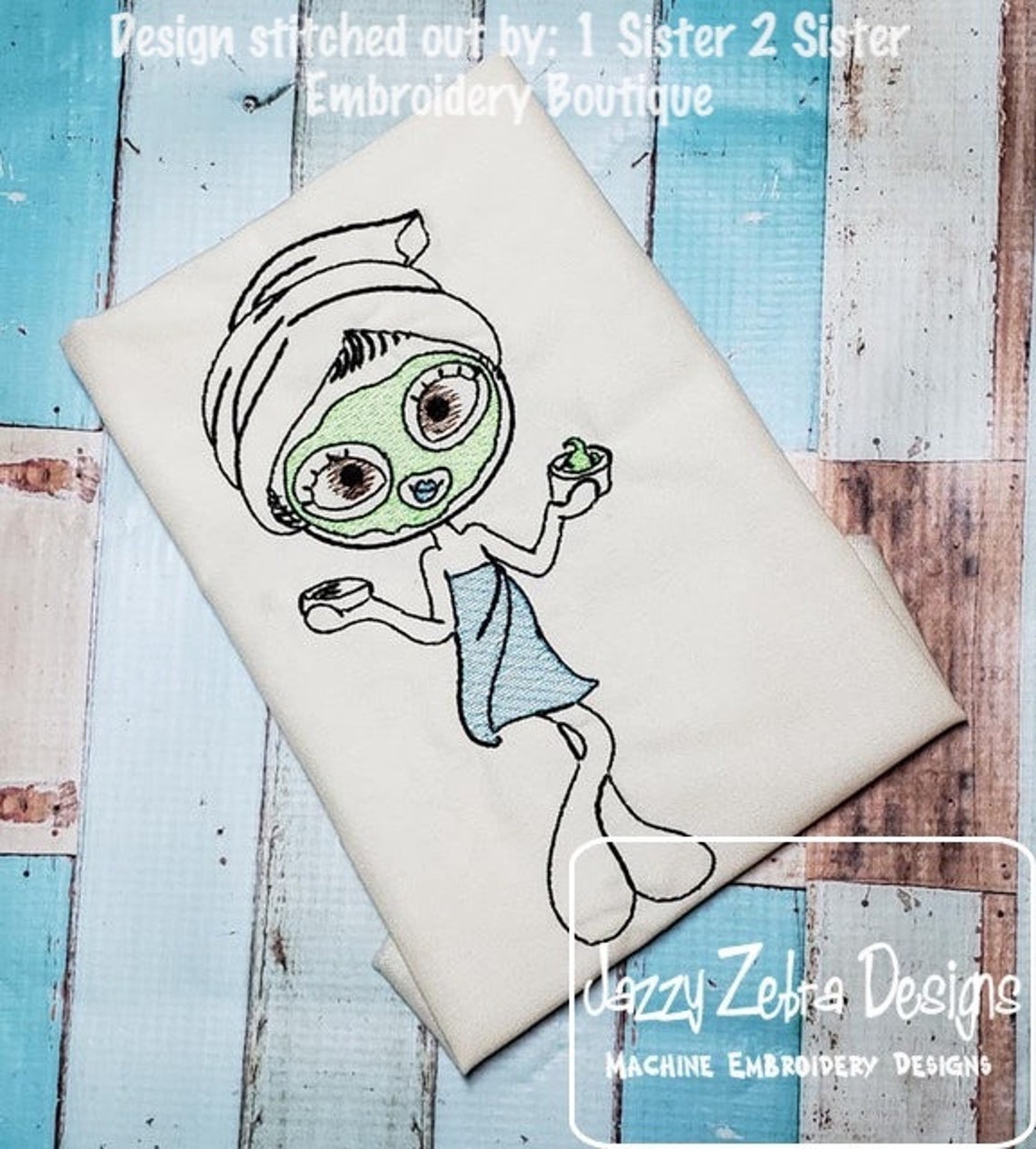 Swirly Girl Spa Day Sketch Machine Embroidery Design | Etsy