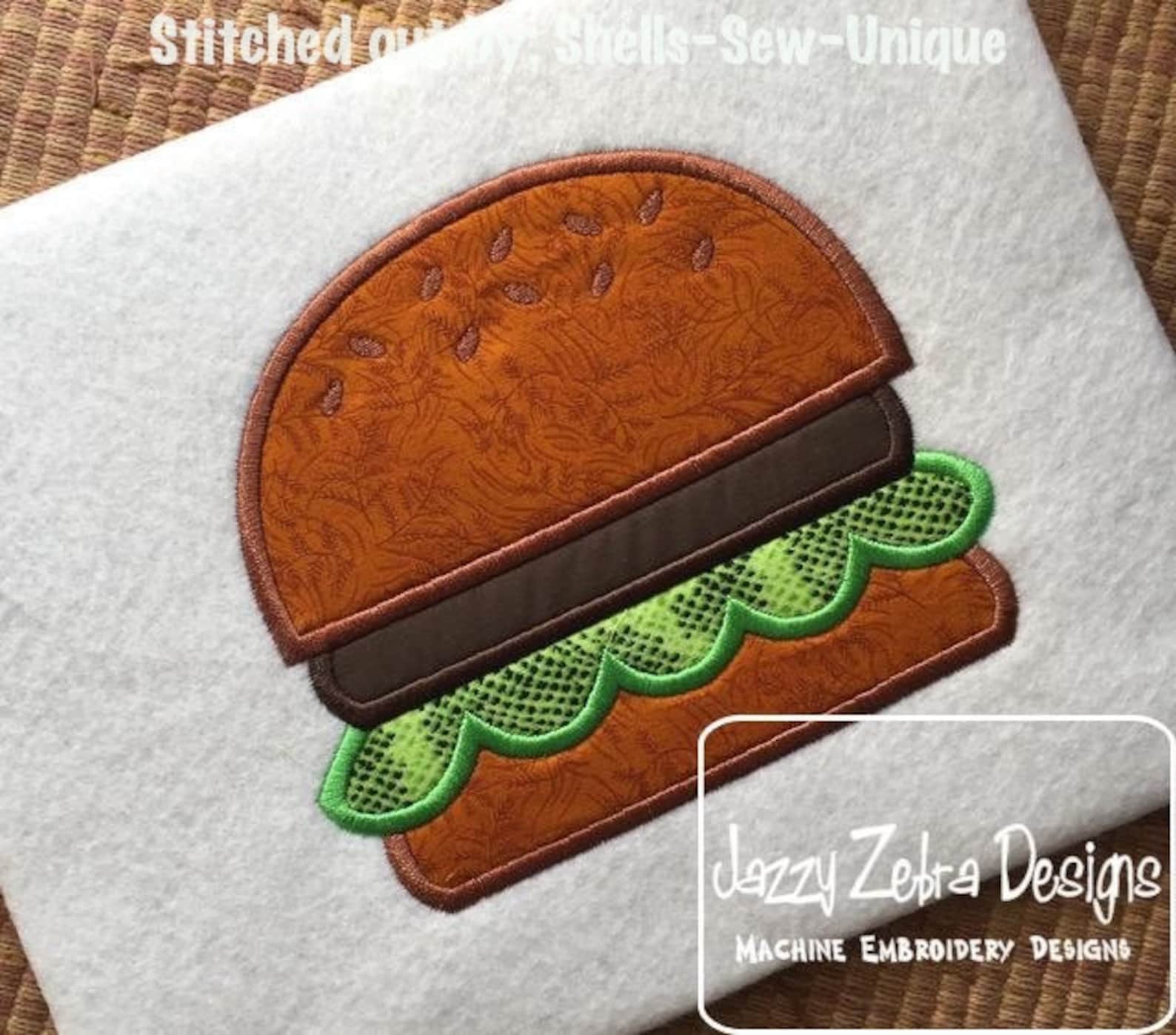Hamburger Applique Machine Embroidery Design - Etsy