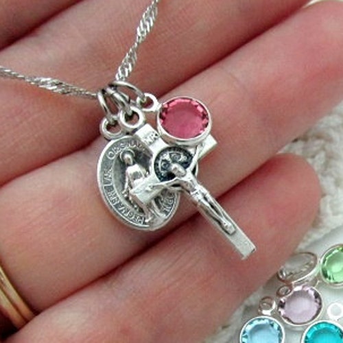 Religious Chain Cross Necklace Catholic Saint Medal St Michael - Etsy