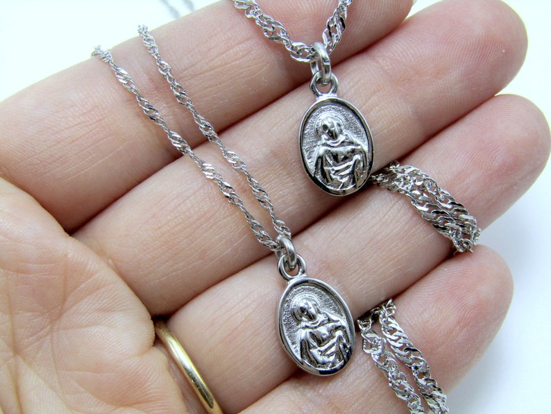 100% Stainless Steel Scapular Medal Necklace Our Lady Mount - Etsy