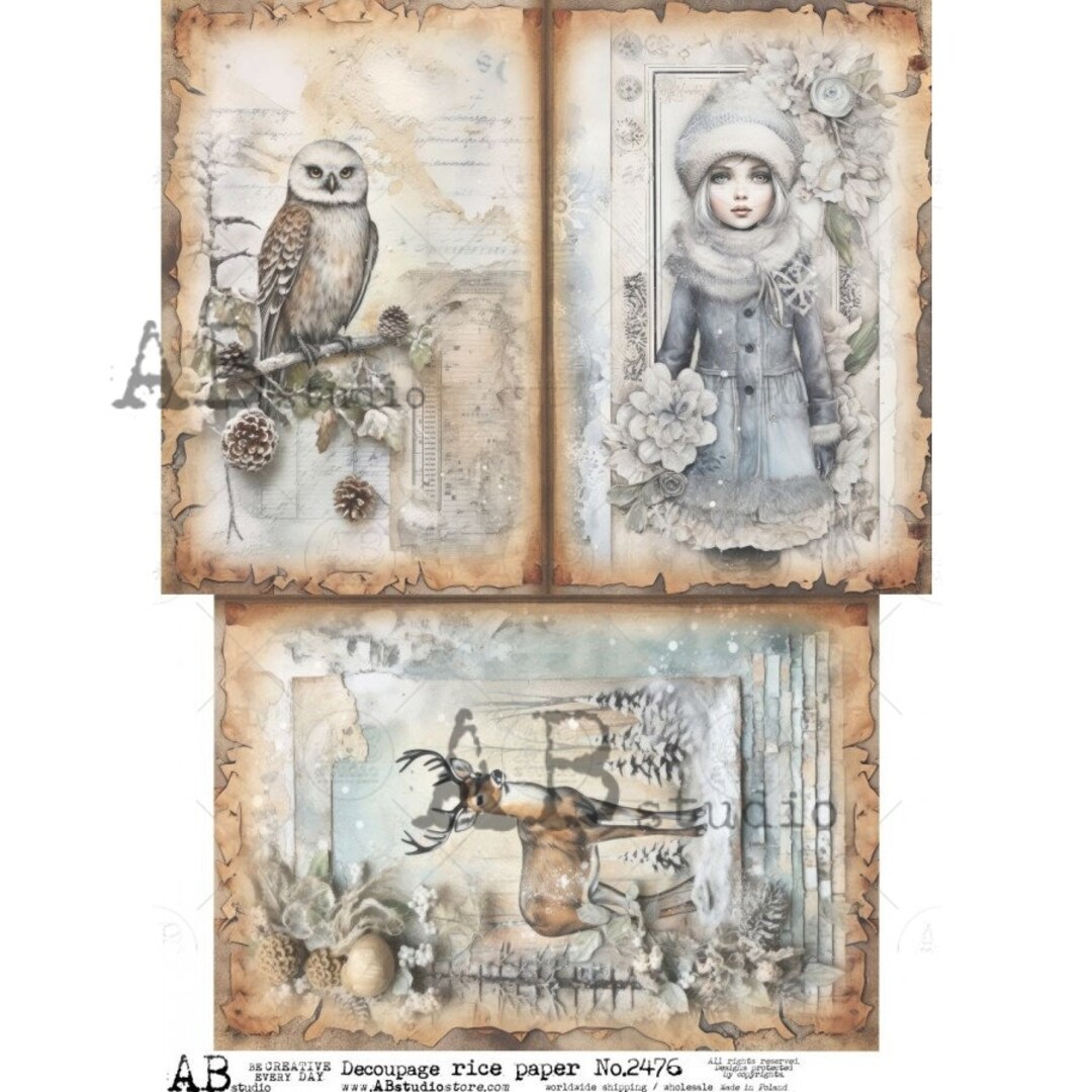 Abstudio WINTER GIRL SCENES A4 Decoupage Rice Paper #2476 - Etsy
