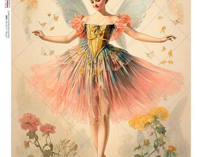 Paper Designs FAIRY DANCING Among Butterflies A4 Decoupage Rice Paper ...