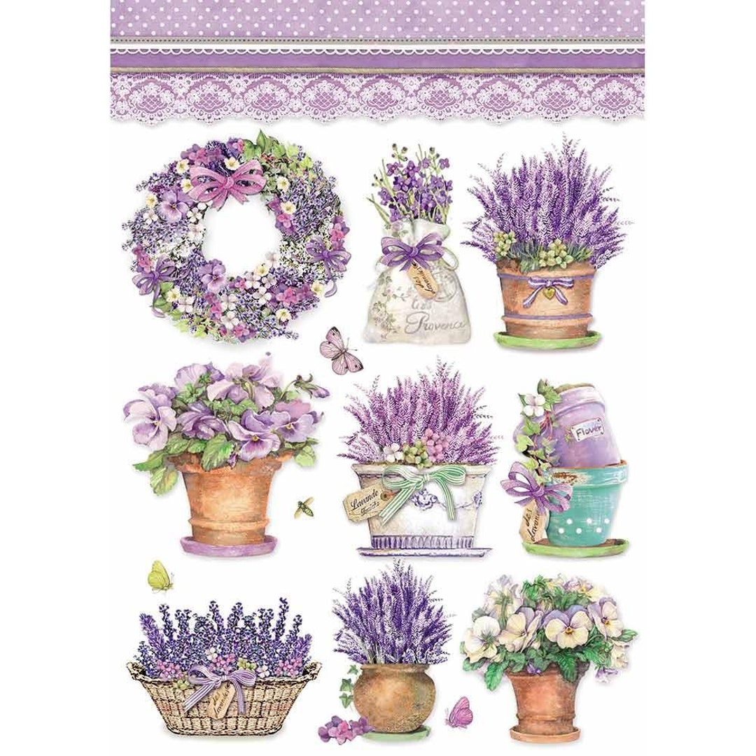STAMPERIA Decoupage LAVENDER VASE Rice Paper A4 DFSA4456 - Etsy