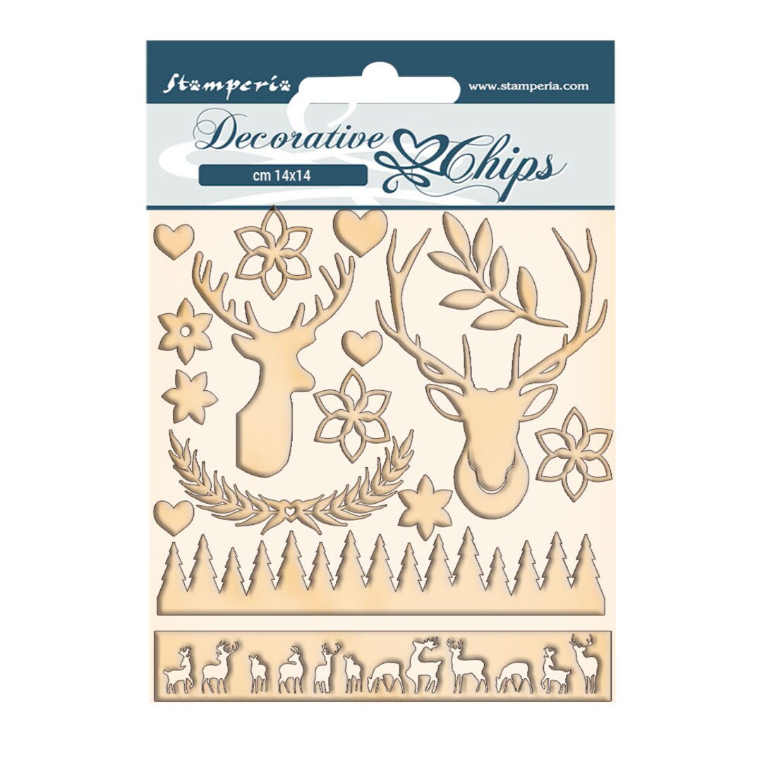 Stamperia Decorative Chips Pink Christmas DEER 5.5" X 5.5" #SCB67 - Etsy