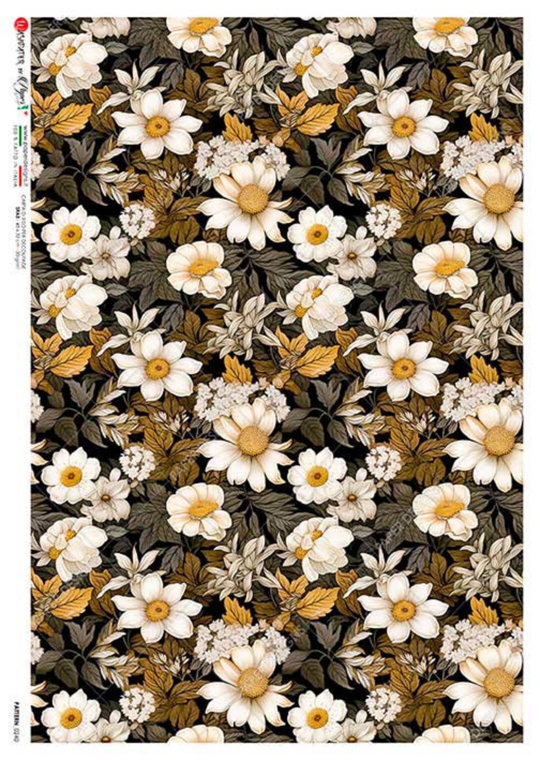 Paper Designs OCHRE and GRAY Flowers A4 Decoupage Rice Paper - Etsy