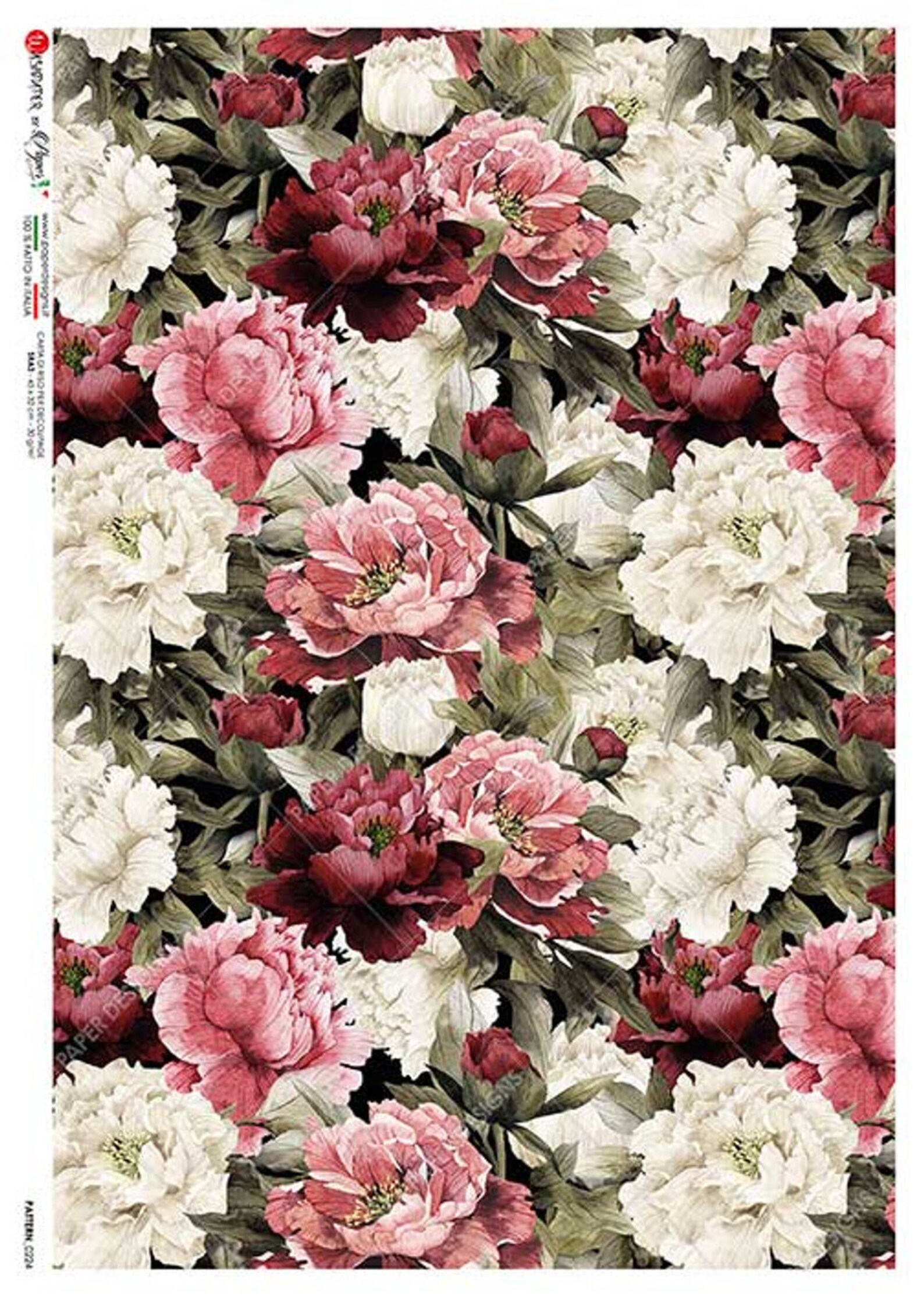 Paper Designs Red and White Flowers A4 Decoupage Rice Paper #PATTERN ...