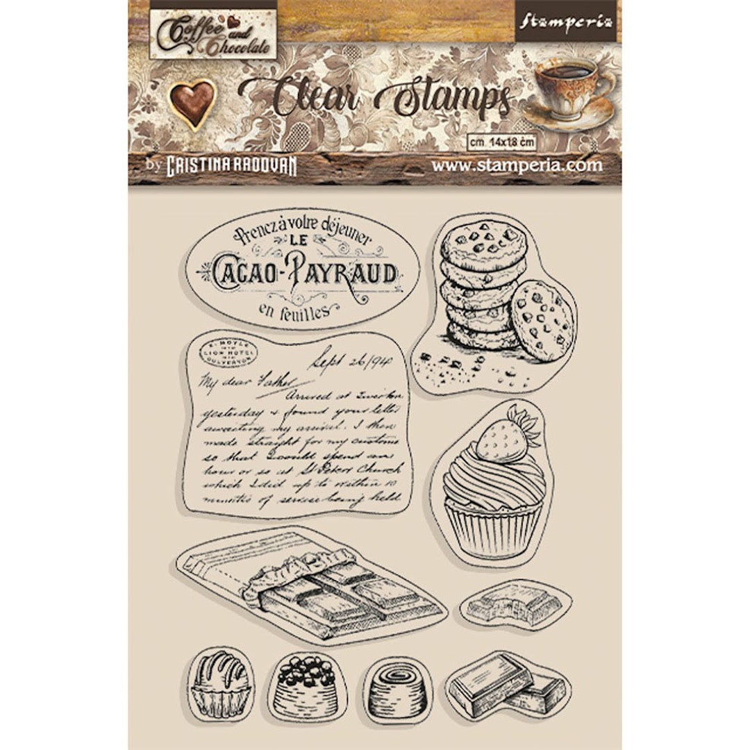 Stamperia COFFEE and CHOCOLATE ELEMENTS Acrylic Stamps 14 X 18 Cm # ...