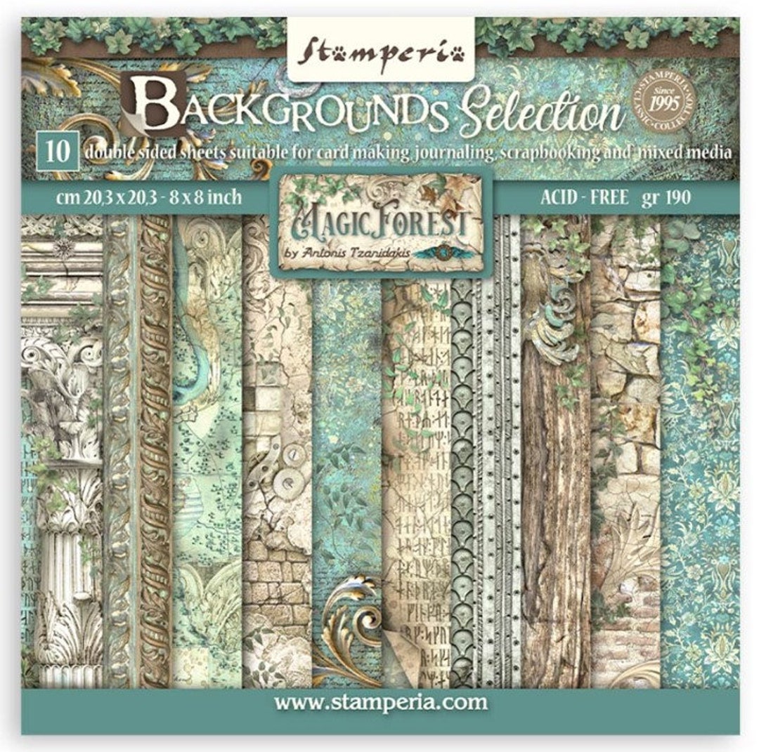Stamperia MAGIC FOREST Maxi Backgrounds 8X8 Double Faced Paper 10 ...