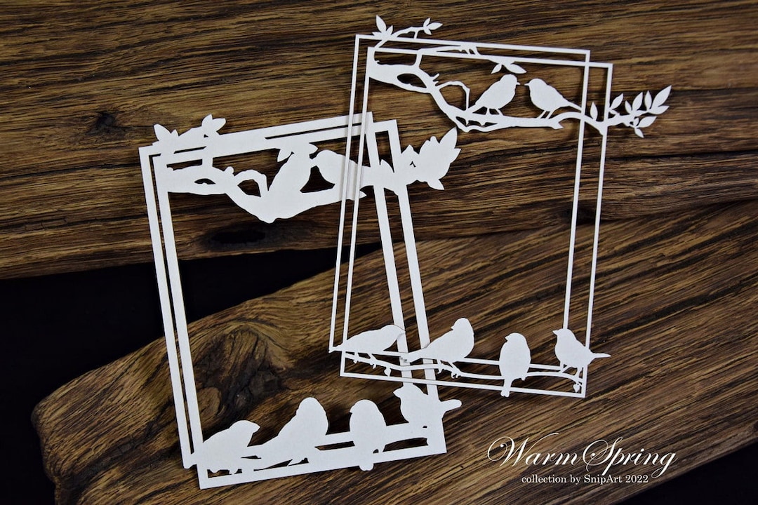 Snipart Warm Spring RECTANGLE FRAME With BIRDS Chipboard #24220 - Etsy