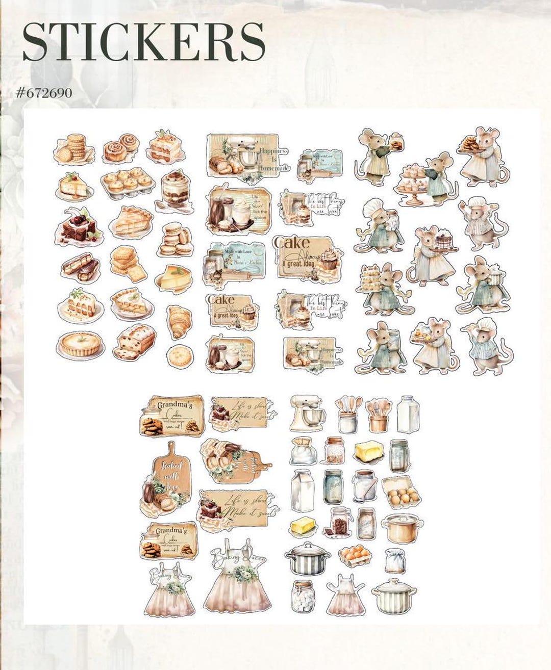 Prima THE HOME BAKER Collection Stickers 5 Sheets 672690 - Etsy