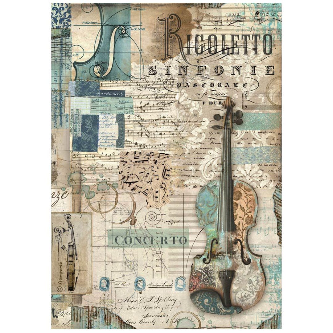 STAMPERIA MUSIC - VIOLIN A4 Decoupage Rice Paper #DFSA4965 - Etsy