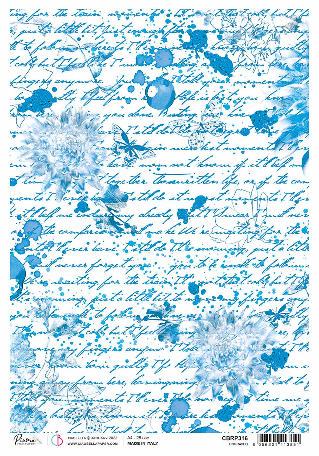 Ciao Bella INDIGO Engraved Rice Paper A4 Mixed Media CBRP316 - Etsy