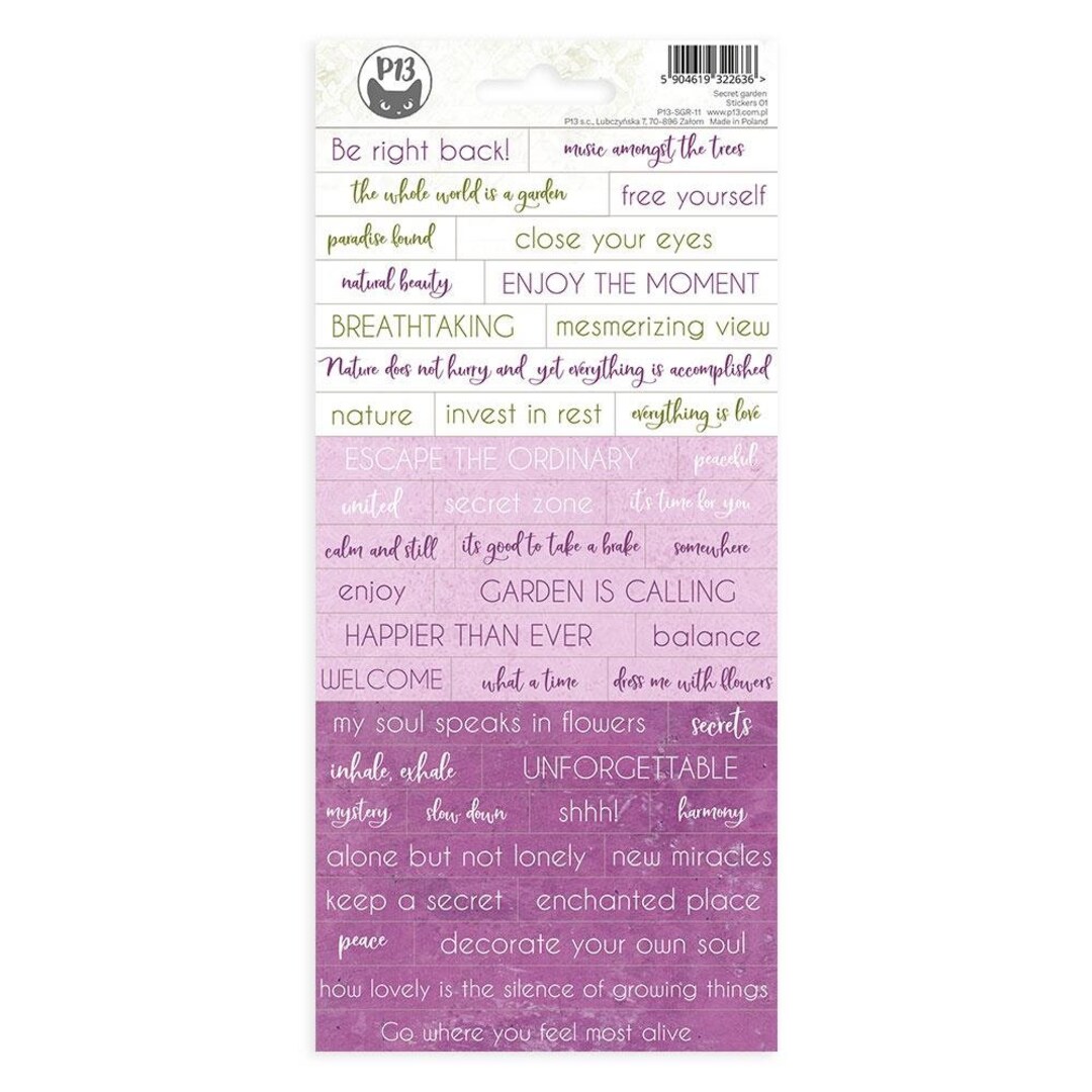P13 SECRET GARDEN Cardstock Sticker Sheet 01 P13SGR11 - Etsy
