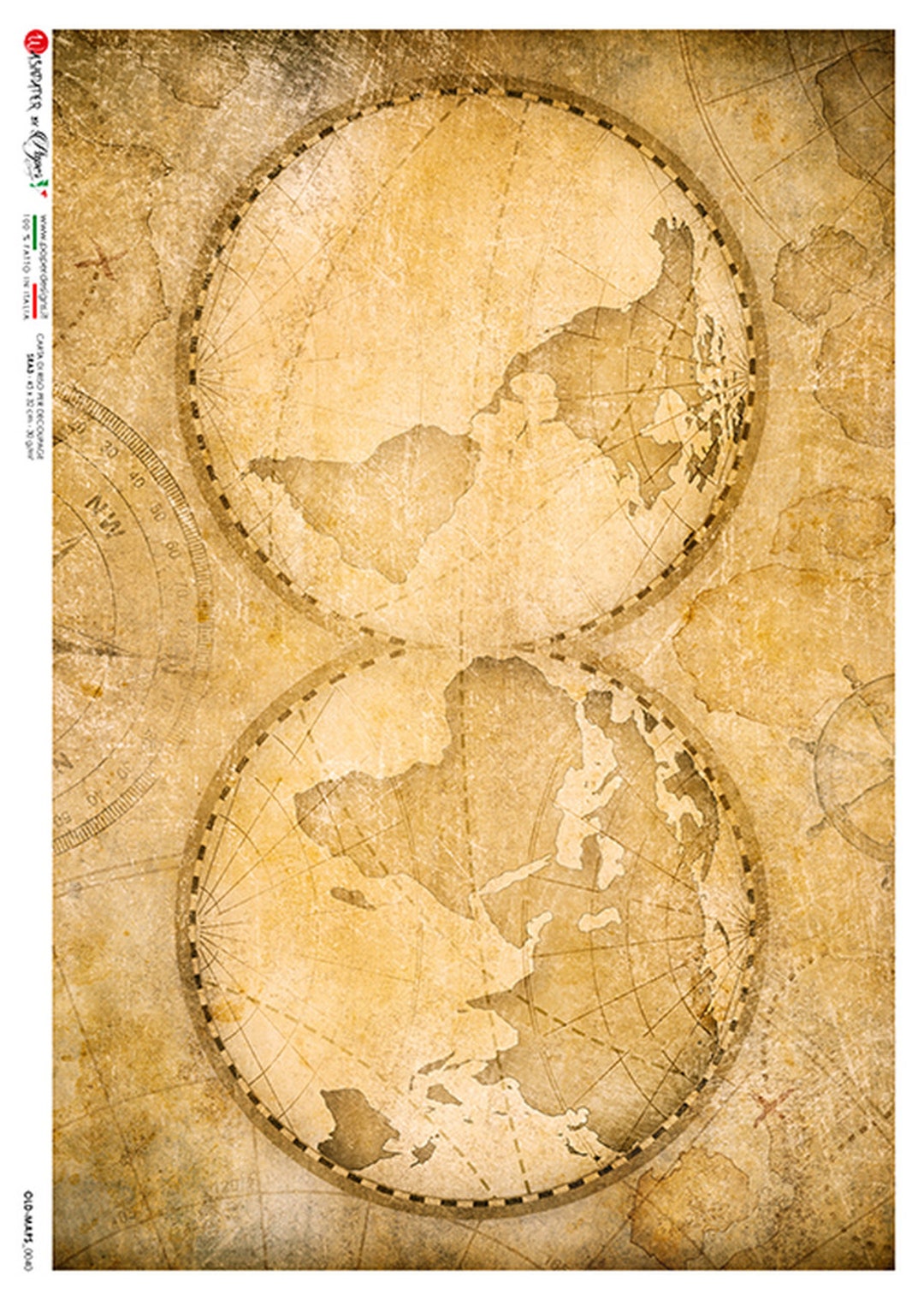 Paper Designs OLD MAPS 0040 A4 Decoupage Rice Paper - Etsy