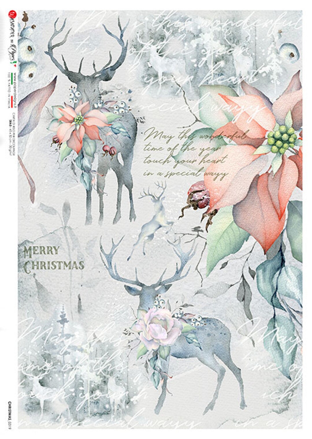 Paper Designs CHRISTMAS DEER A4 Decoupage Rice Paper #CHRISTMAS 0319 - Etsy