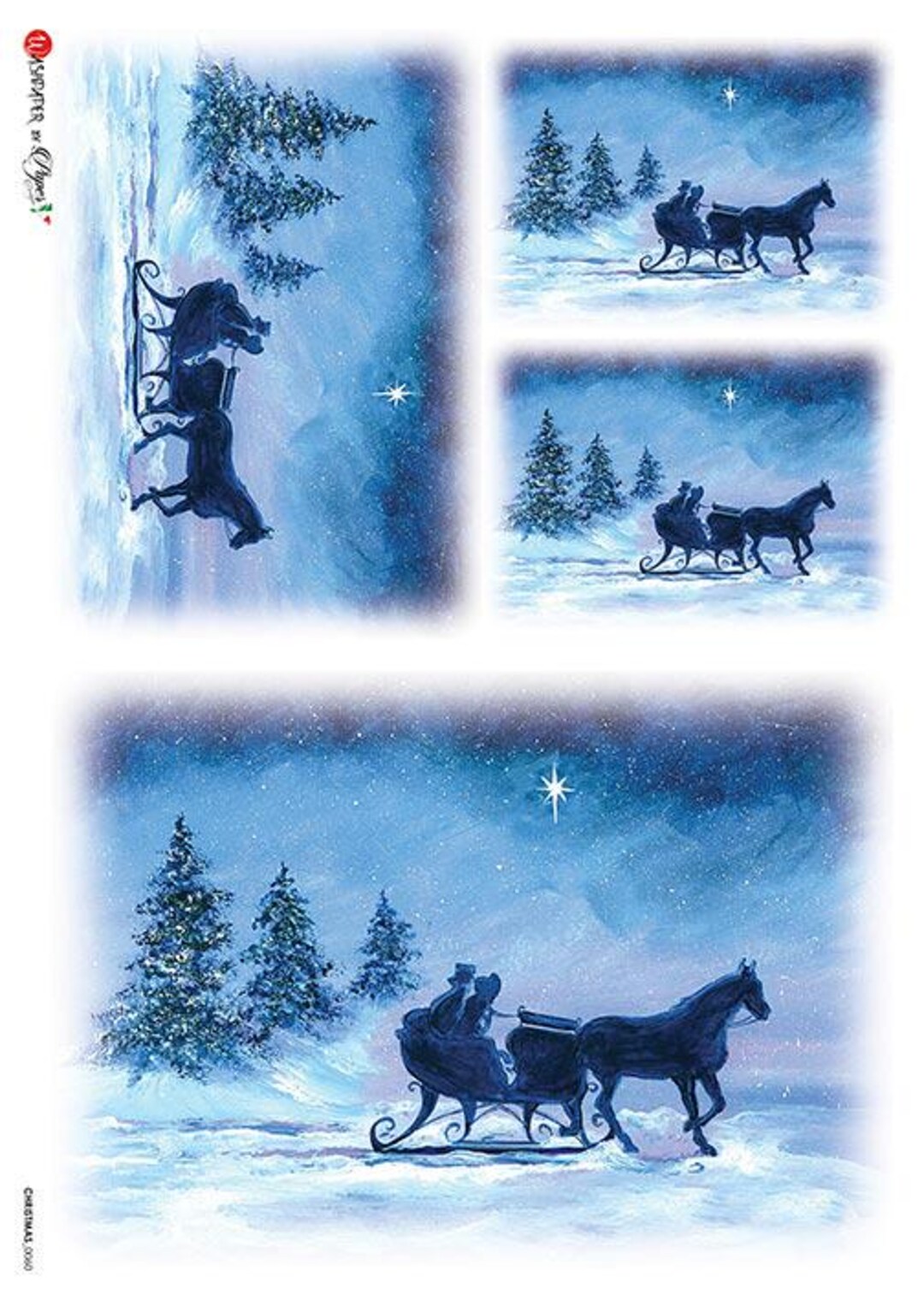 Paper Designs DASHING THROUGH the Snow A4 Decoupage Rice Paper # ...
