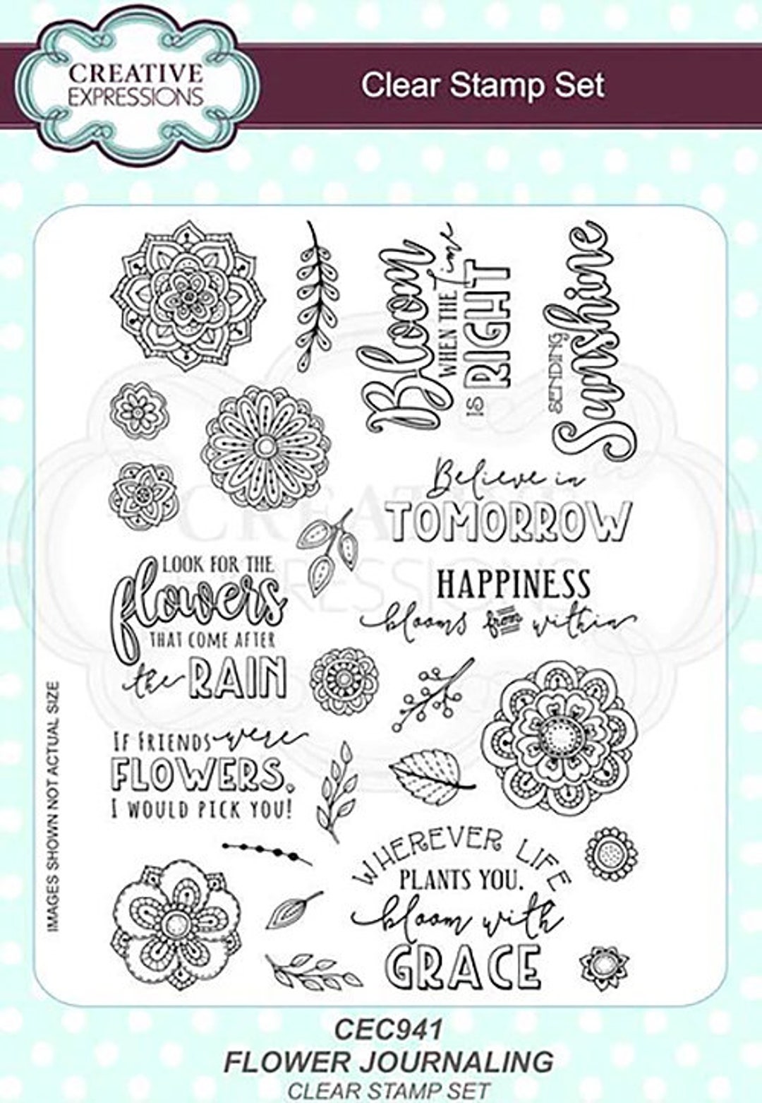 Creative Expressions FLOWER JOURNALING Clear A5 Stamp Set 24 Pieces # ...