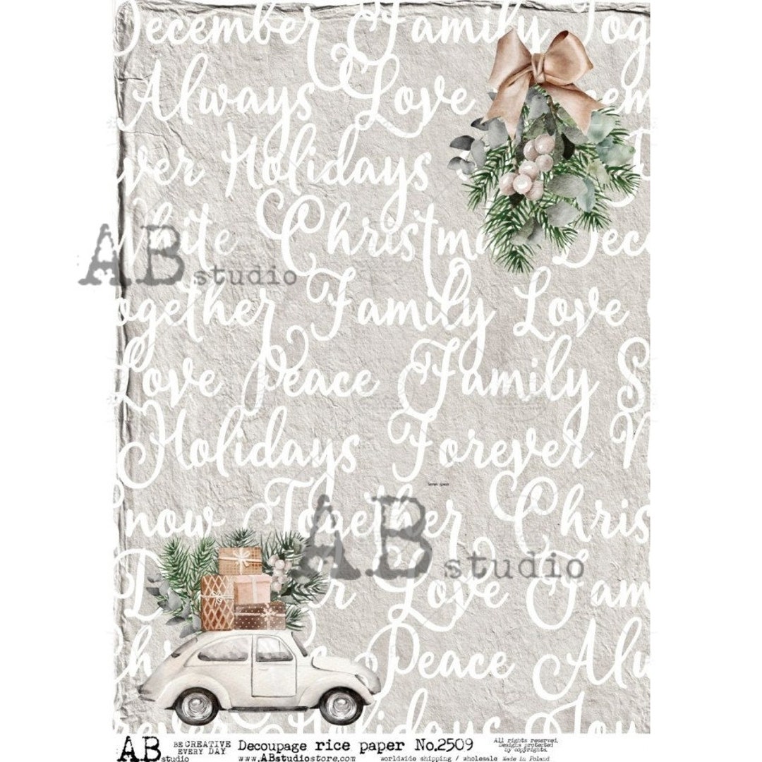 Abstudio CHRISTMAS SCRIPT A4 Decoupage Rice Paper #2509 - Etsy
