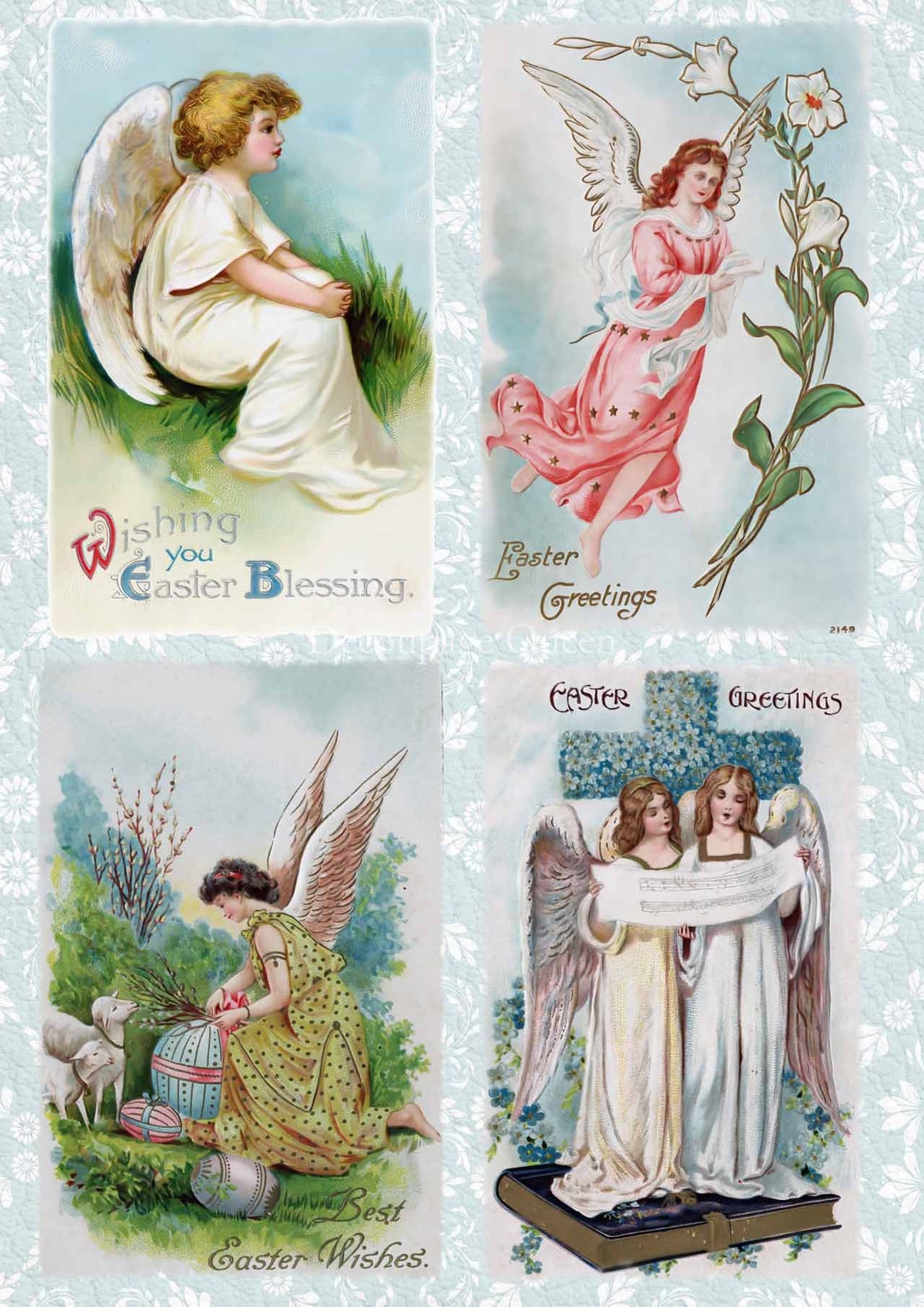 Decoupage Queen EASTER ANGELS A4 Rice Paper Dqrp0429 Retired 7.20.24 - Etsy