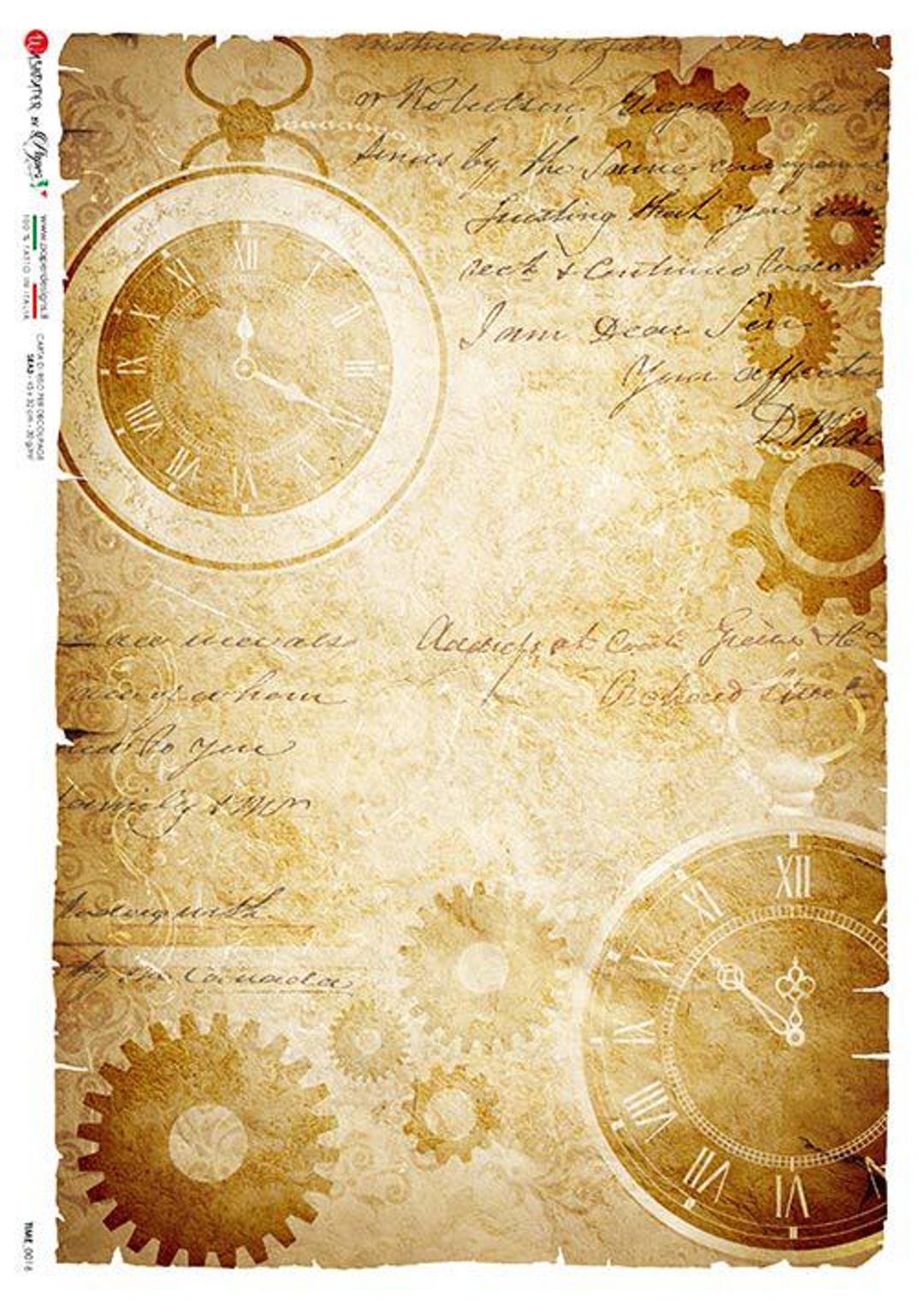 Paper Designs TIME A4 Decoupage Rice Paper Decoupage Junk Journals TIME ...