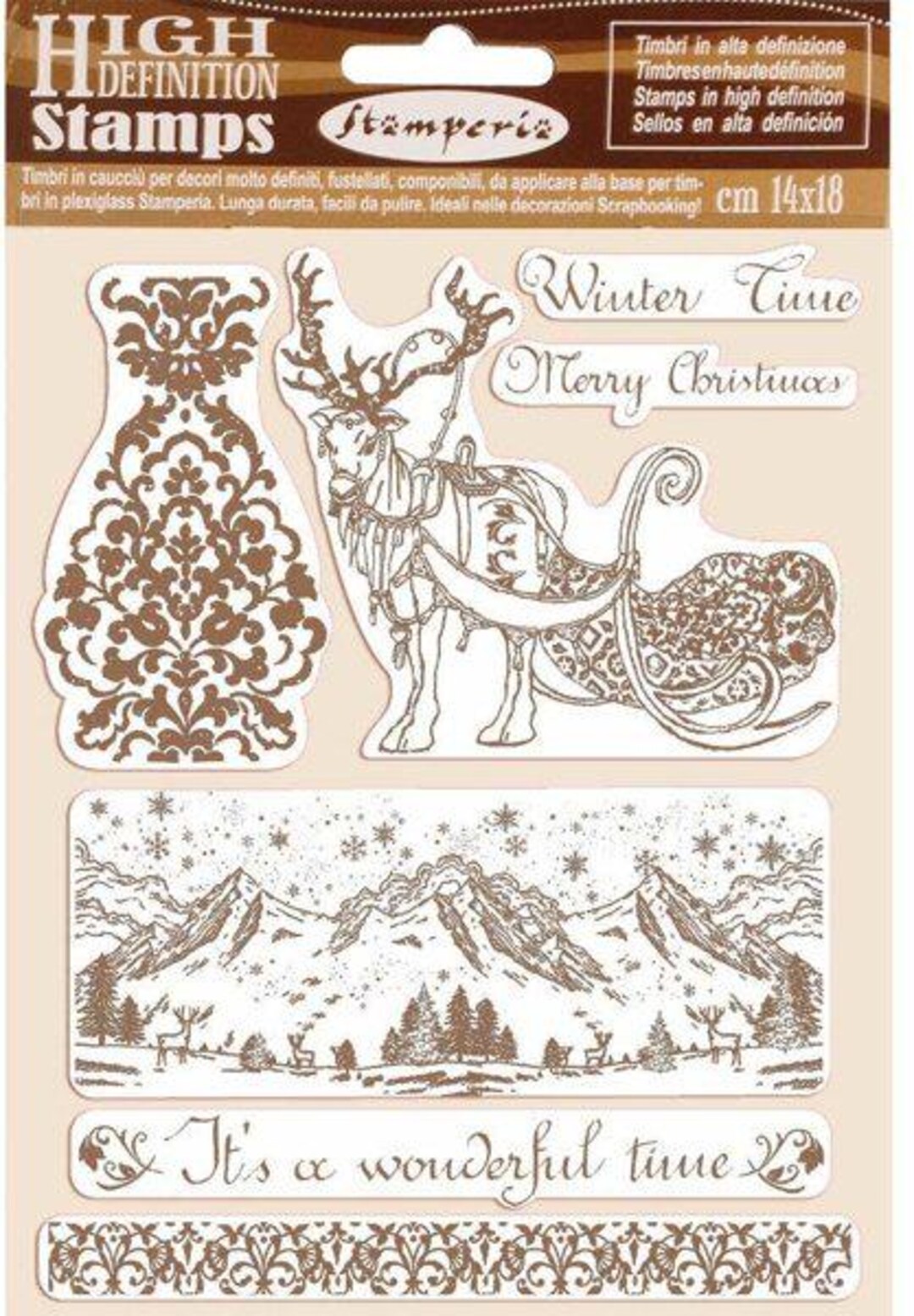 Stamperia HD Winter Tales WINTER Time Cling Mount Rubber Stamp SET ...