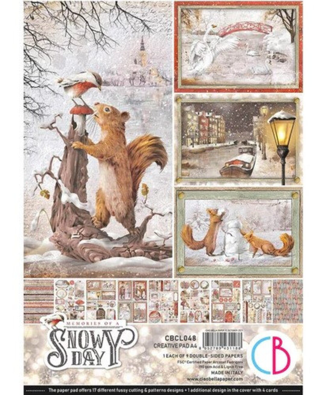 Ciao Bella MEMORIES of a SNOW DAY A4 Creative Pad 9 Sheets Cards Tags ...