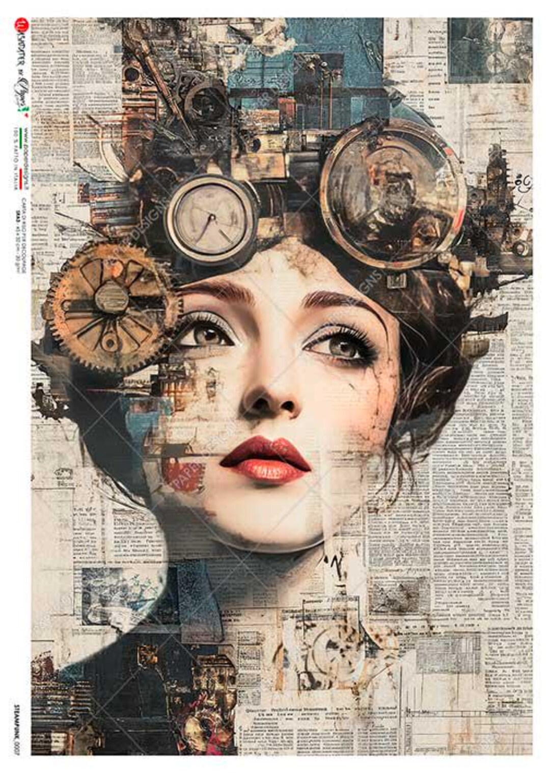 Paper Designs STEAMPUNK GIRL COLLAGE A4 Decoupage Rice Paper #STEAMPUNK ...