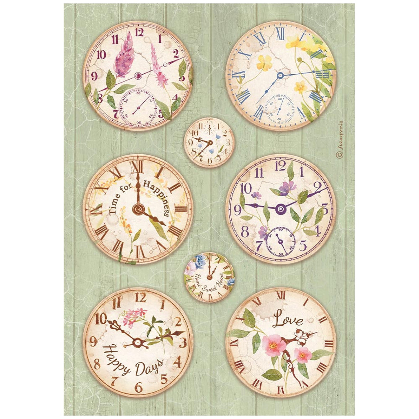 Stamperia Create Happiness WELCOME HOME CLOCKS Decoupage Rice Paper A4 ...