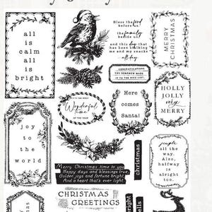 Re-design With Prima HOLLY JOLLY Christmas Decor Stamps Clear Stamps 8 ...