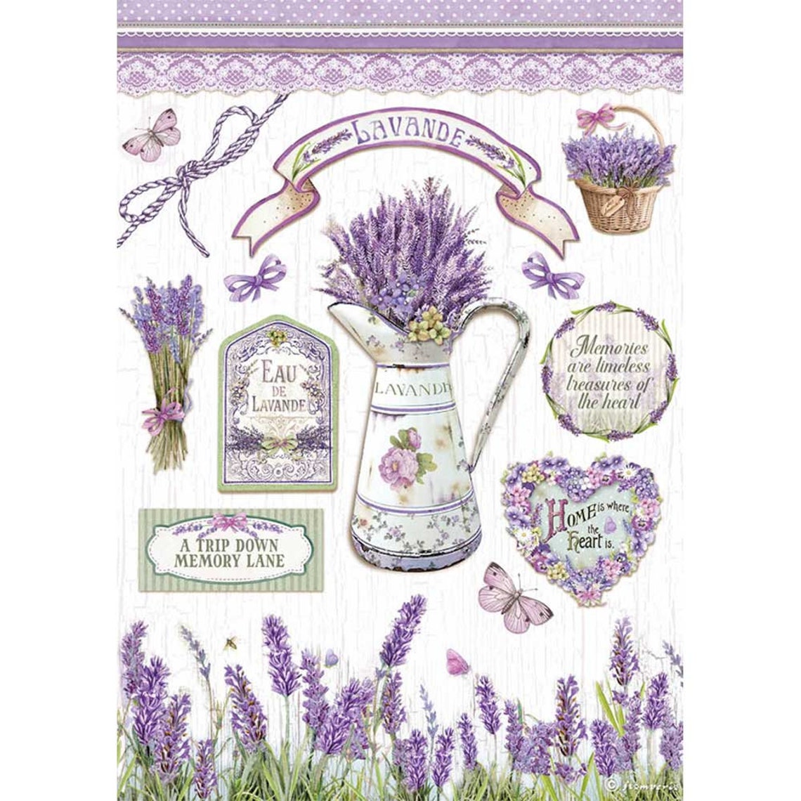 STAMPERIA Decoupage LAVENDER Rice Paper A4 DFSA4622 - Etsy