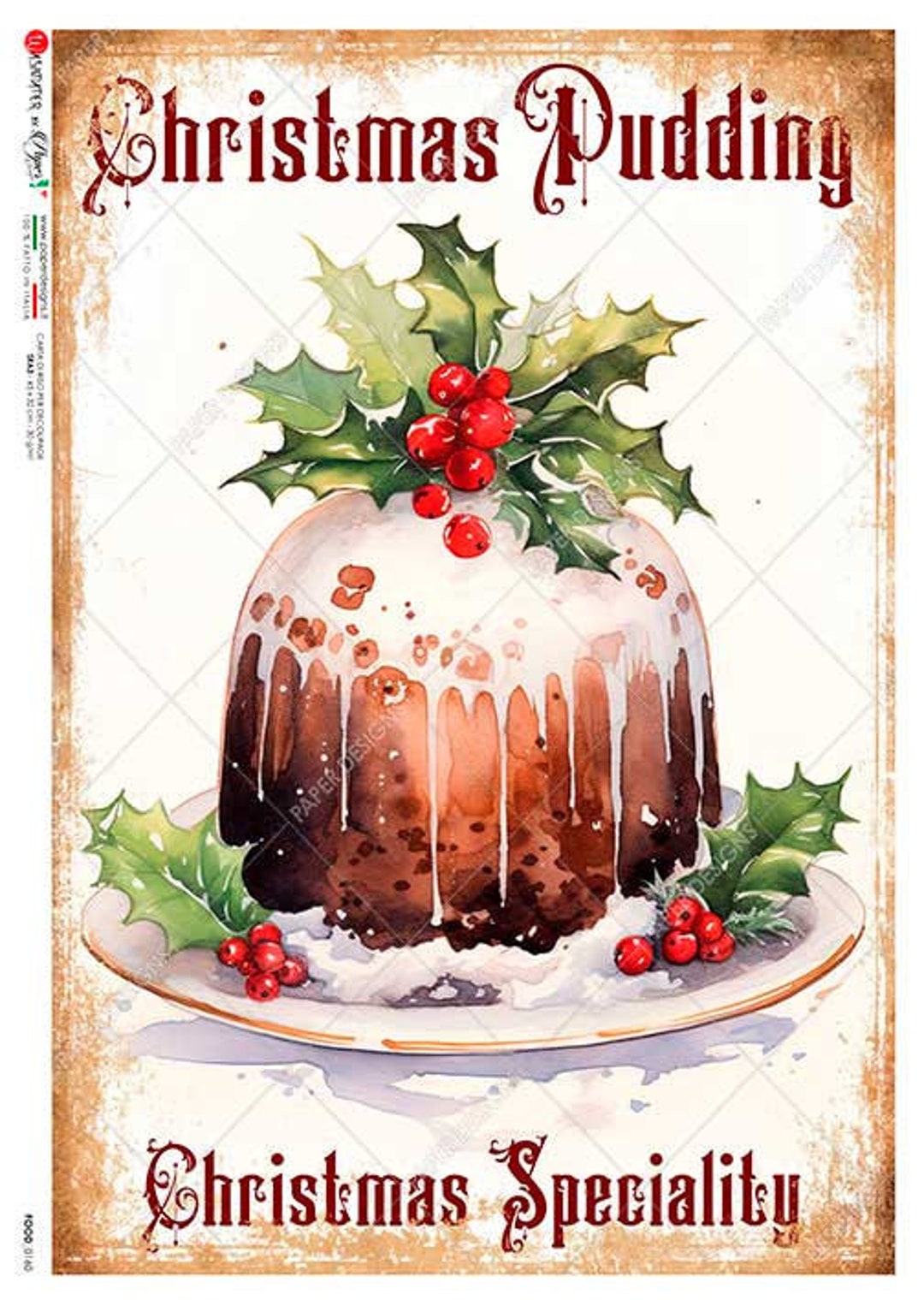 Paper Designs CHRISTMAS PUDDING A4 Decoupage Rice Paper FOOD 0160 - Etsy