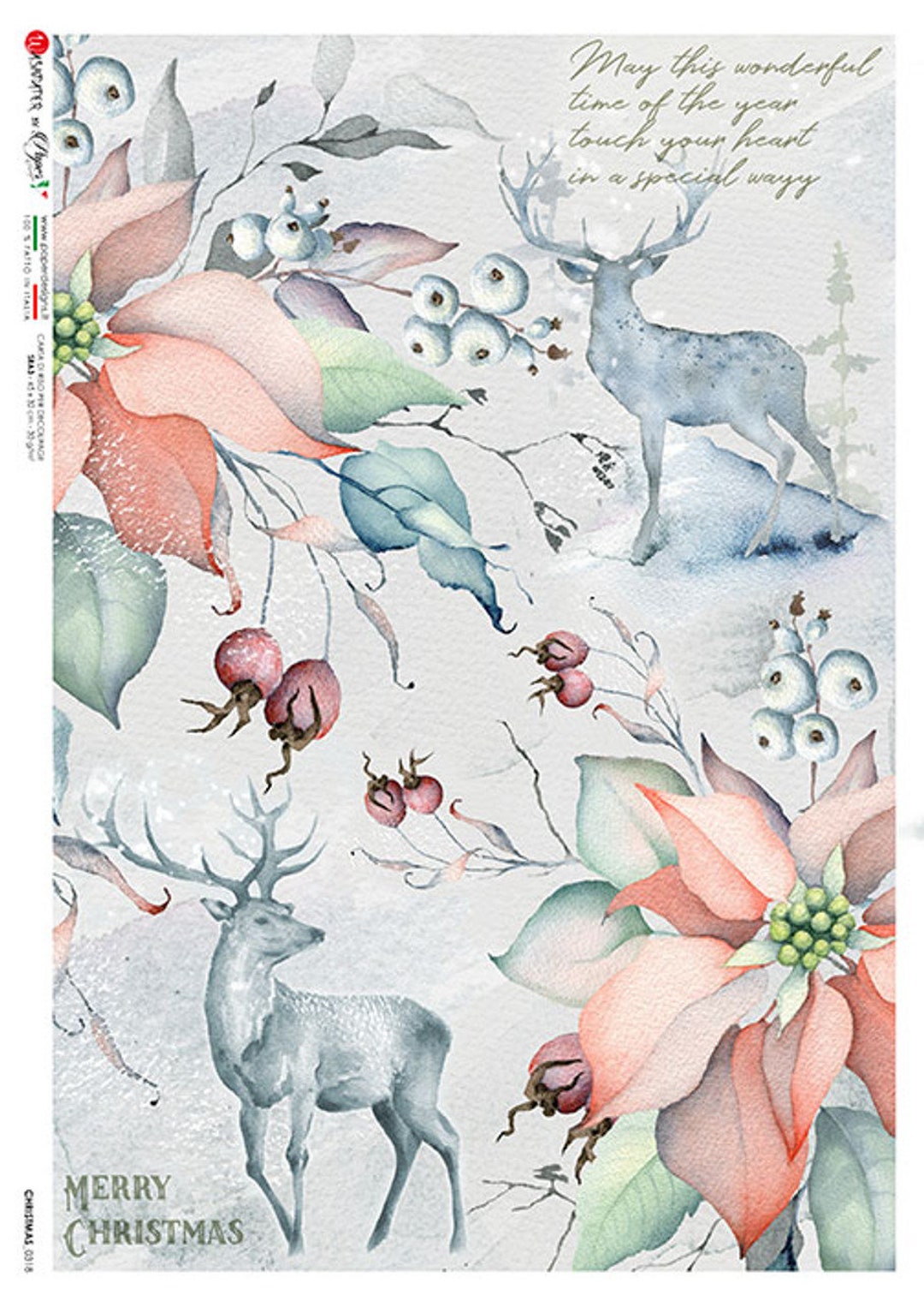 Paper Designs CHRISTMAS DEER A4 Decoupage Rice Paper CHRISTMAS 0318 - Etsy